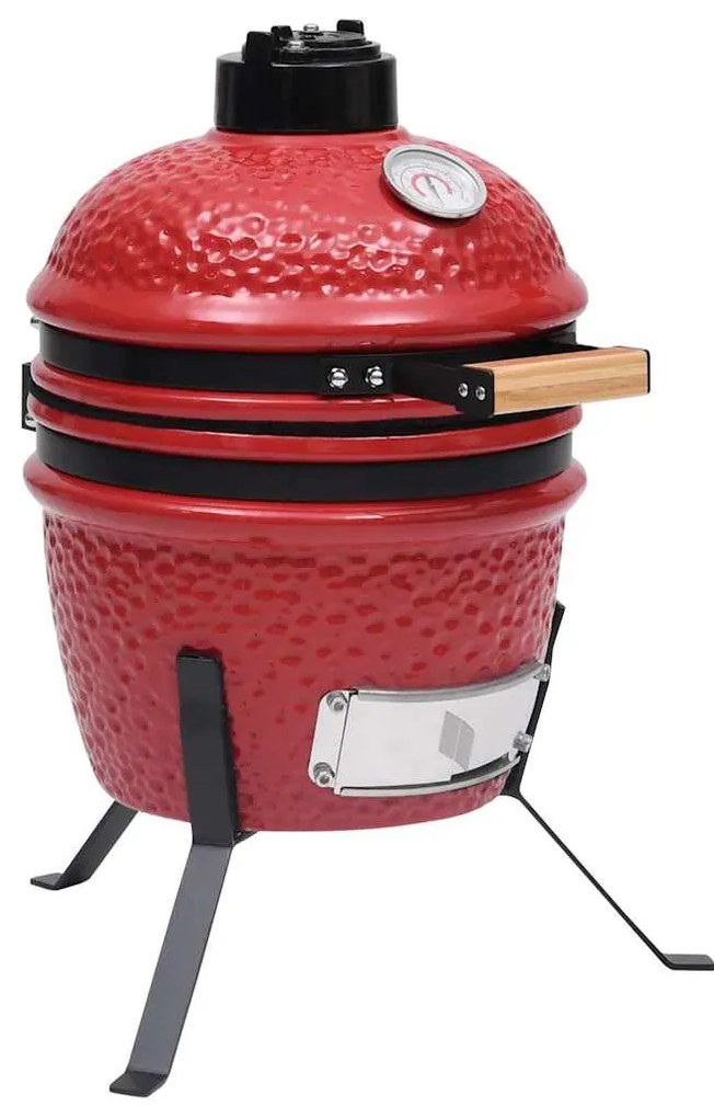 Zahradní gril a udírna 2 v 1 Kamado keramický 56 cm červený 316095