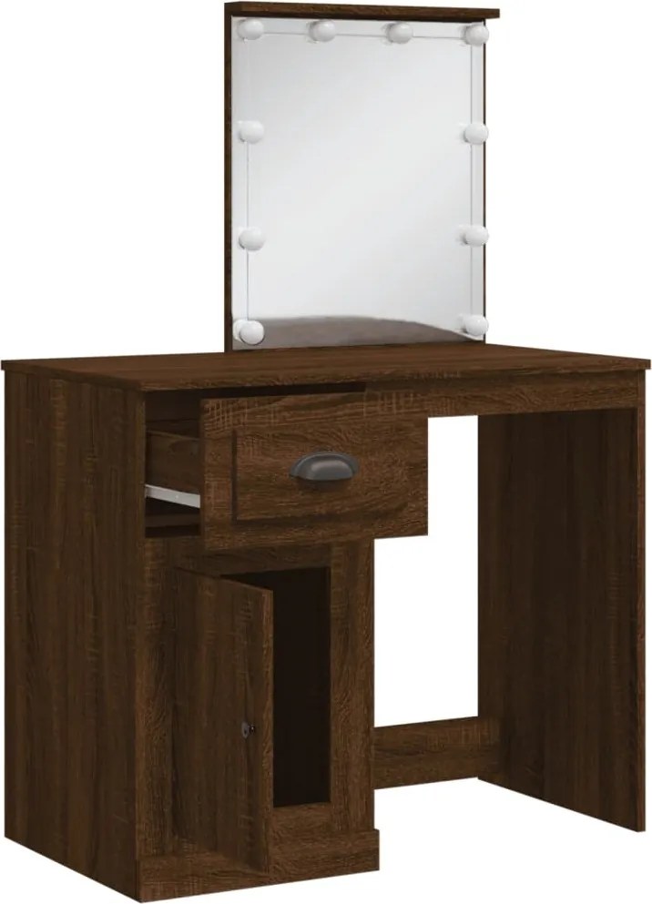 vidaXL Toaletní stolek s LED osvětlením 90 x 42 x 132,5 cm [834977] Barva: hnědý dub