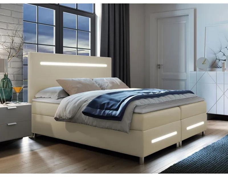 Kontinentální postel Trunida LED, Rozměr postele: 140x200, Barva:: ekokůže Soft 011 (černá)