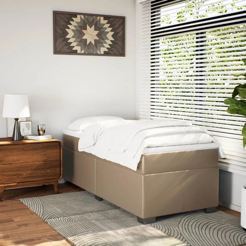 Box spring postel s matrací cappuccino 100x200 cm umělá kůže 3285200
