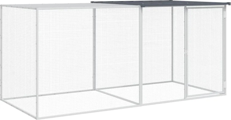 Klec pro kuřata se střechou antracitová 203 x 98 x 90 cm pozinkovaná ocel 3189039
