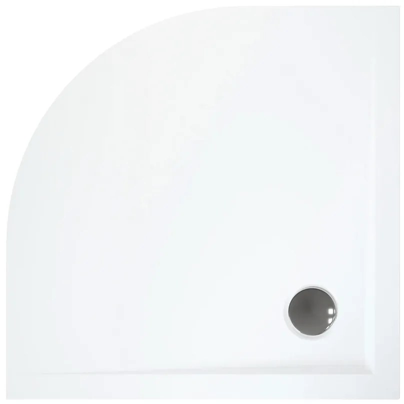 Polimat Čtvrtkruhová sprchová vanička z minerálního kompozitu Perrito HR 80x80 (90x90) Barva: Bílá - kamenná struktura, Rozměry (cm): 80x80