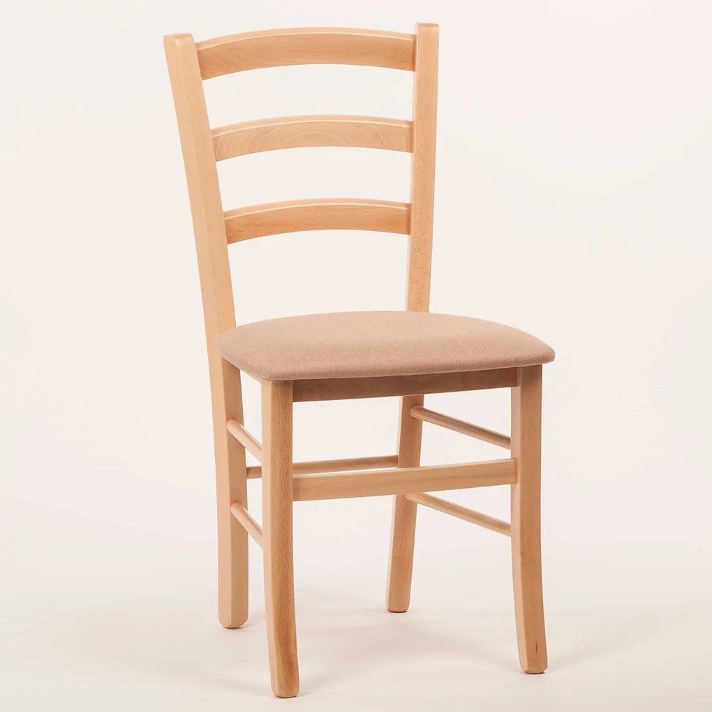 Židle VENEZIA s čalouněným sedákem olše LUX béžová 25