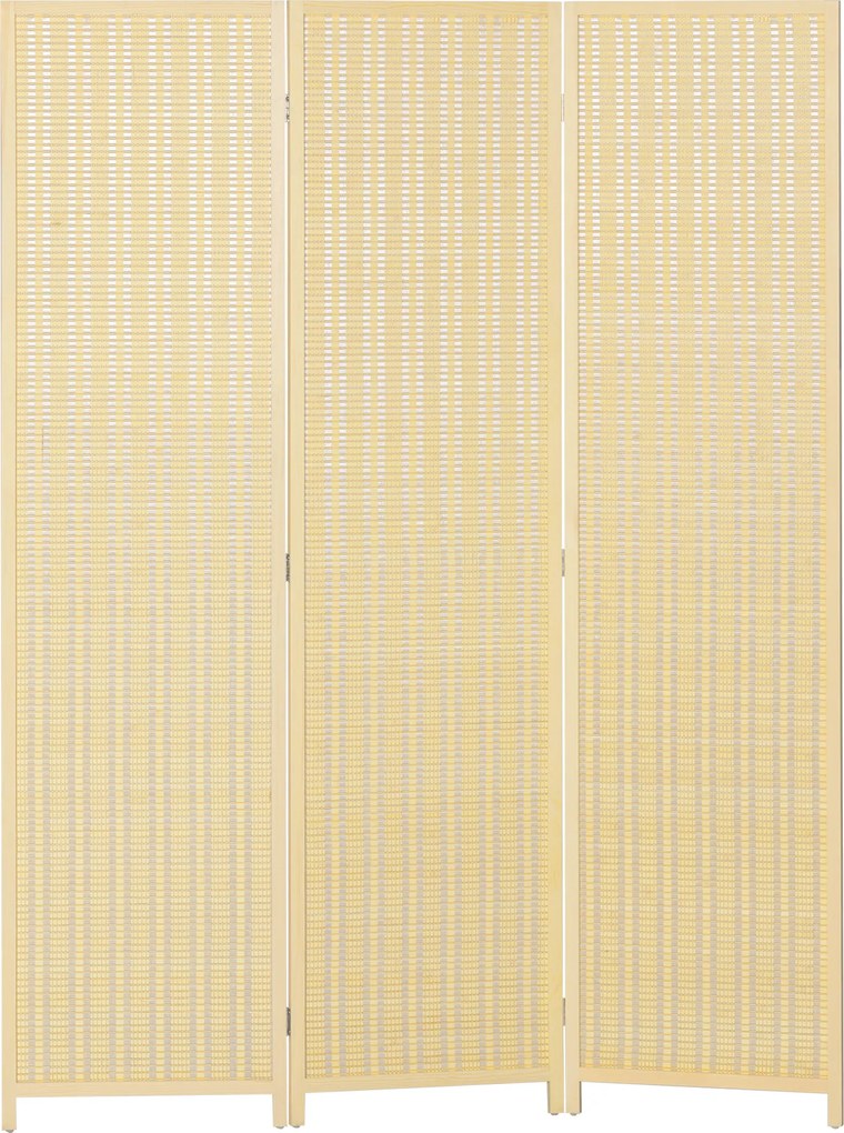 HOMCOM Interiérový dřevěný paravan 3 panely 135 x 180 cm Skladný rozdělovací separator pro obývací pokoj a ložnici, přírodní dřevo