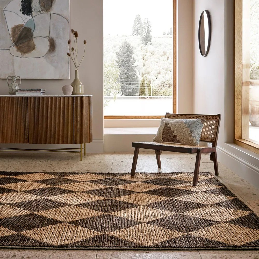 Hnědý/v přírodní barvě ručně tkaný koberec s příměsí juty 120x170 cm Effie Diamond – Flair Rugs