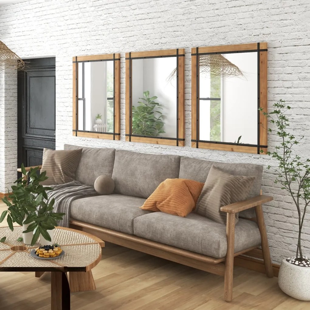 Costway Dekorativní závěsné zrcadlo na zeď Farmhouse Styl – 77 × 99,5 cm