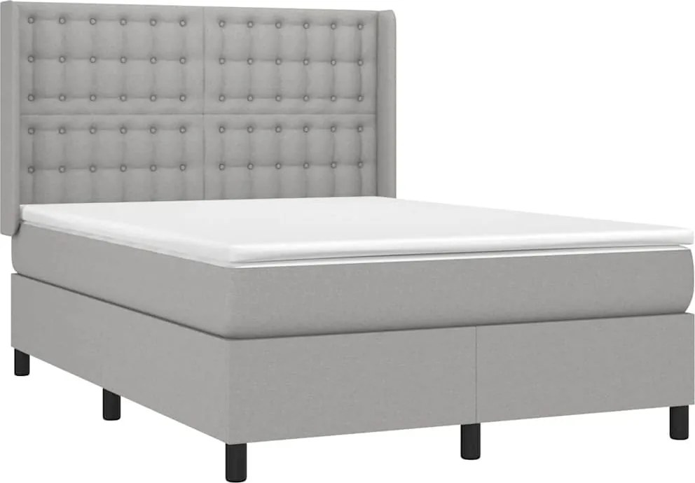 Box spring postel s matrací světle šedá 140 x 200 cm textil 3131753