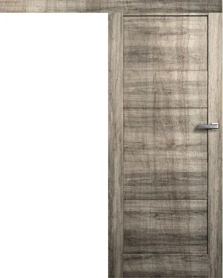 posuvné interiérové dveře na stěnu vasco doors TEO plné, model 1 Průchozí rozměr: 70 x 197 cm, Orientace dveří: Levé dveře, Dekor: Dub riviera