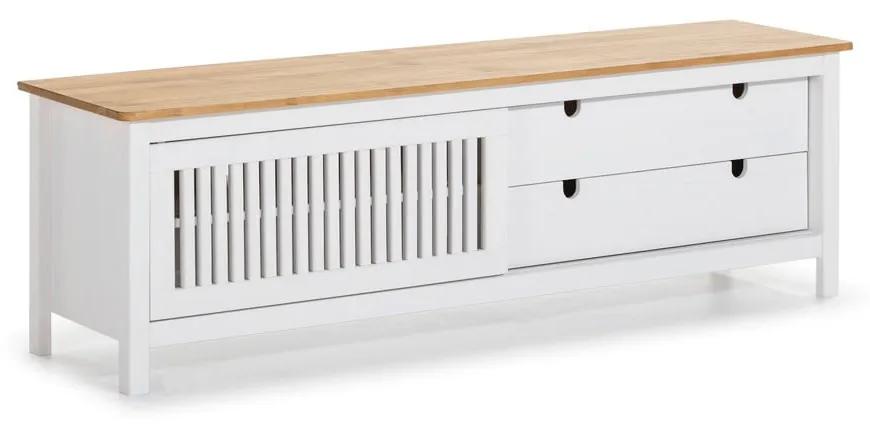 Bílý dřevěný TV stolek Marceric Bruna