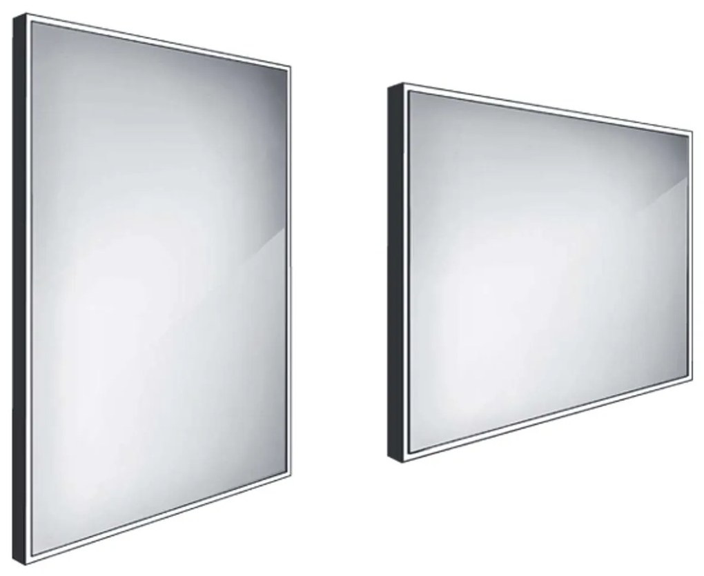 Nimco Zrcadla - Zrcadlo s LED osvětlením, 60x80 cm, hliník/černá ZPC 13002-90