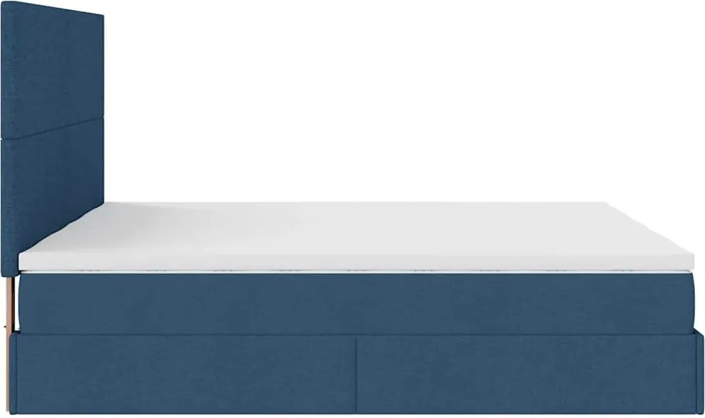 Osmanský rám postele s matracíes modrá 180x200cm textil 3313677