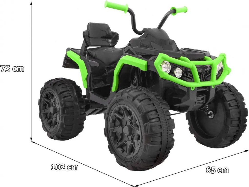 Ramiz Dětská čtyřkolka ATV na baterie černo-zelená + EVA kola + MP3 rádio + LED + pomalý start