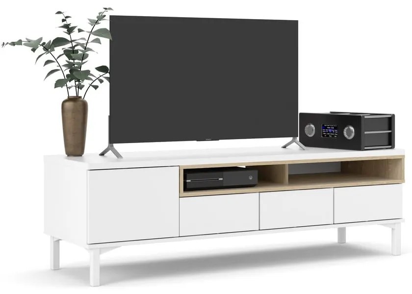 Bílý TV stolek 156x48x48 cm Roomers – Tvilum