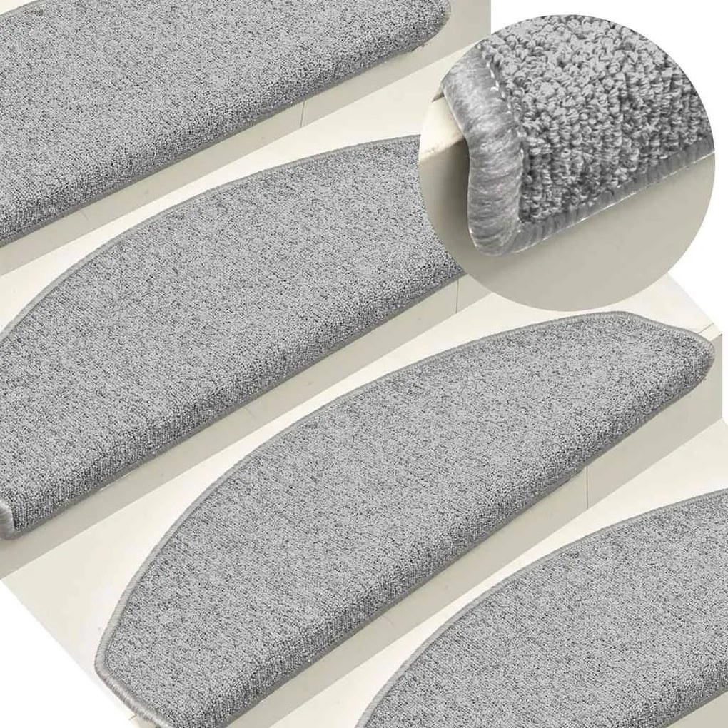 Schodové rohože 30 ks 65 x 24 x 4 cm světle šedé, půlkulaté, velké 3365762