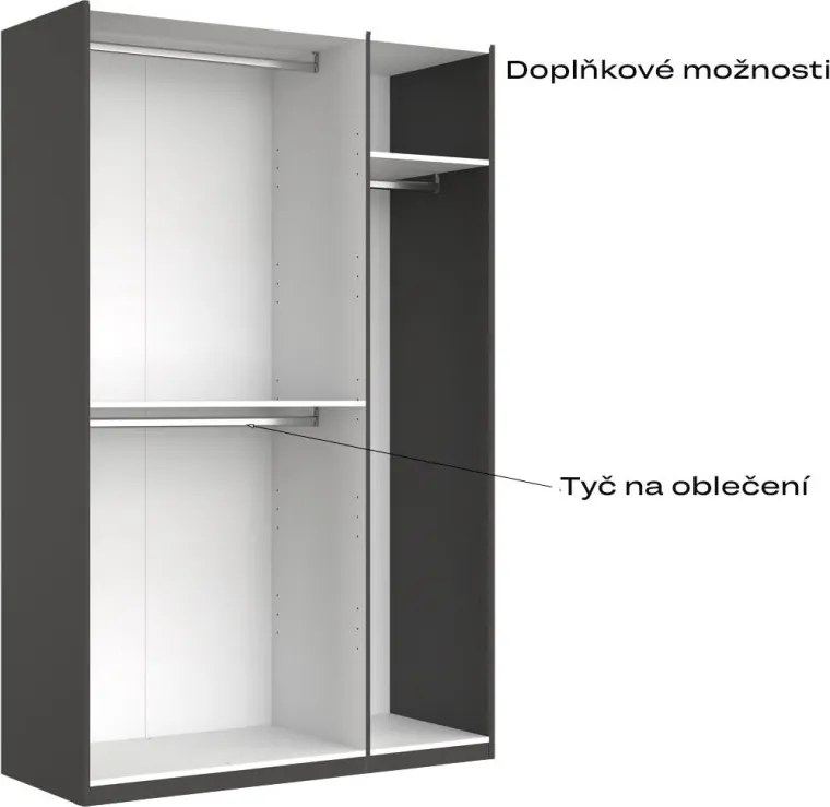 Skříň 3dv bez zrcadel série N, grafit Dominika