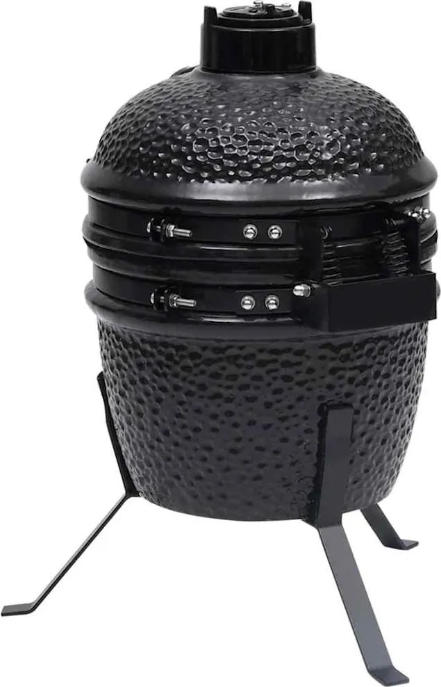 Zahradní gril a udírna 2 v 1 Kamado keramický 56 cm černý 316093