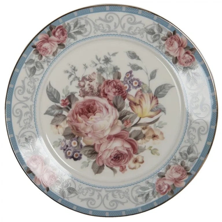 Porcelánový dezertní talířek se zlatou linkou Peony Rosé – 21x2 cm
