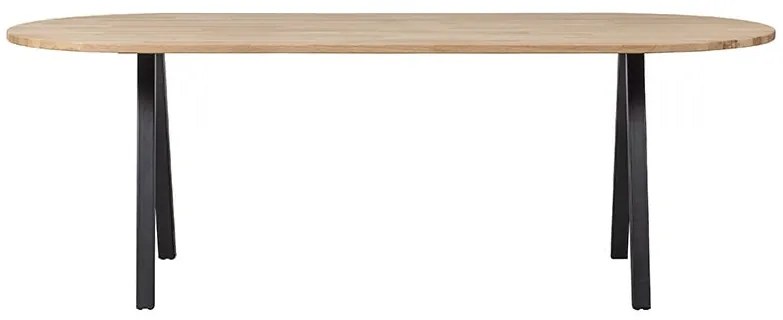 Oválný jídelní stůl tablo 220 x 90 cm nohy do tvaru v dubový MUZZA