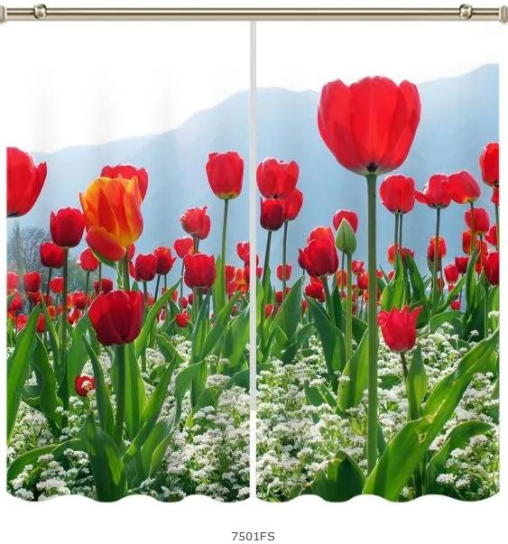 Black out závěsy 3D nebo voálové záclony 3D motiv 7501 Tulipány, Rozměry Voálové záclony 2x145x260cm
