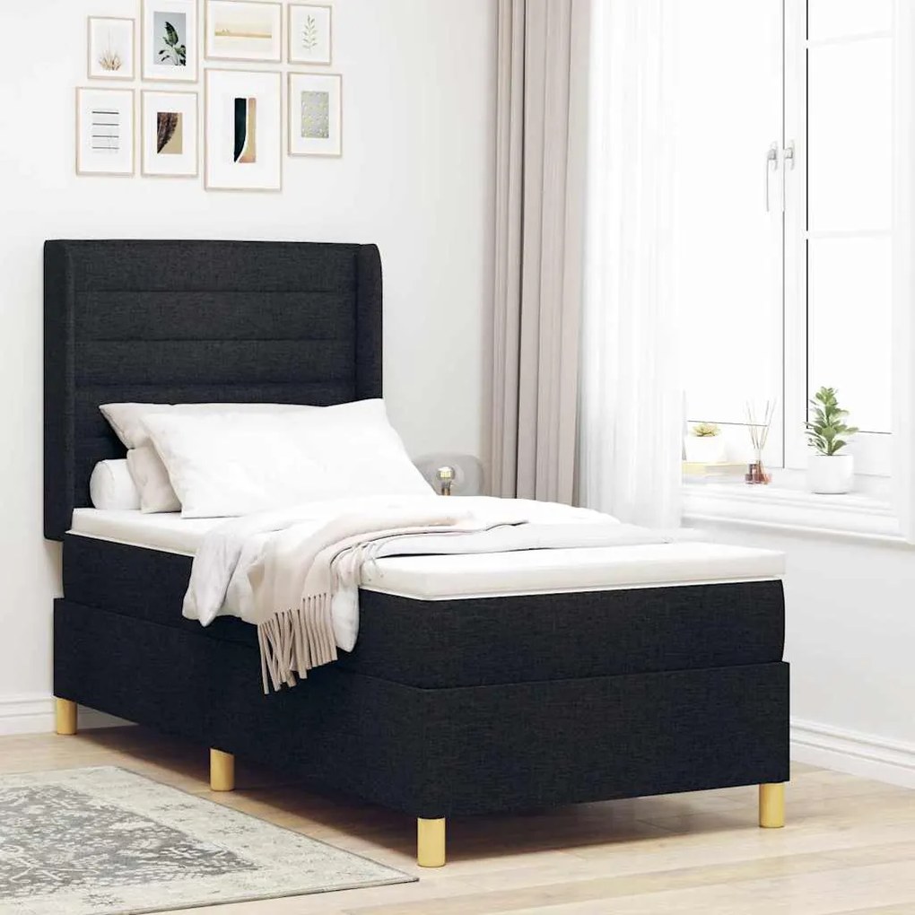 Postel s boxspringem s matrací s čelo Černá 80 x 200 cm textil 3341737