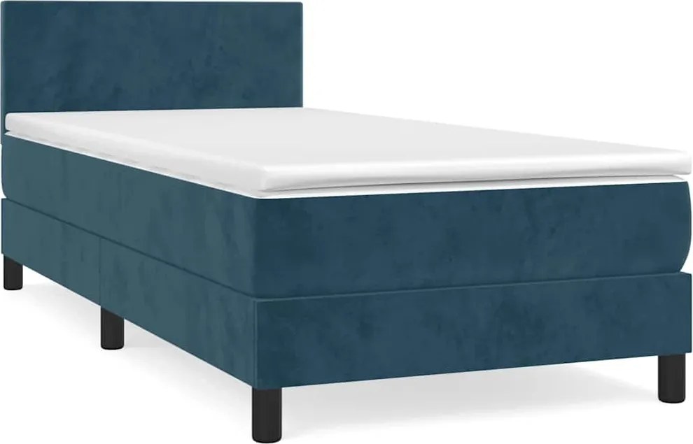 Box spring postel s matrací tmavě modrá 100x200 cm samet 3141171