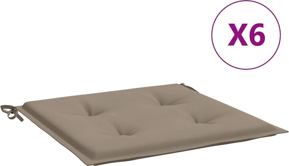 Podušky na zahradní židli 6 ks taupe 50x50x3 cm látka oxford 314055