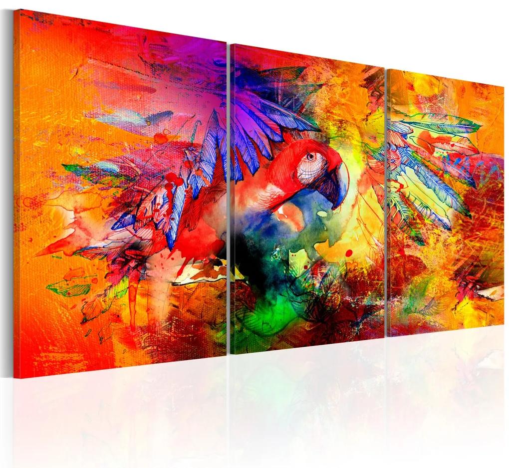 Třídílné obrazy - papoušek v ráji (120x60 cm) - Murando DeLuxe
