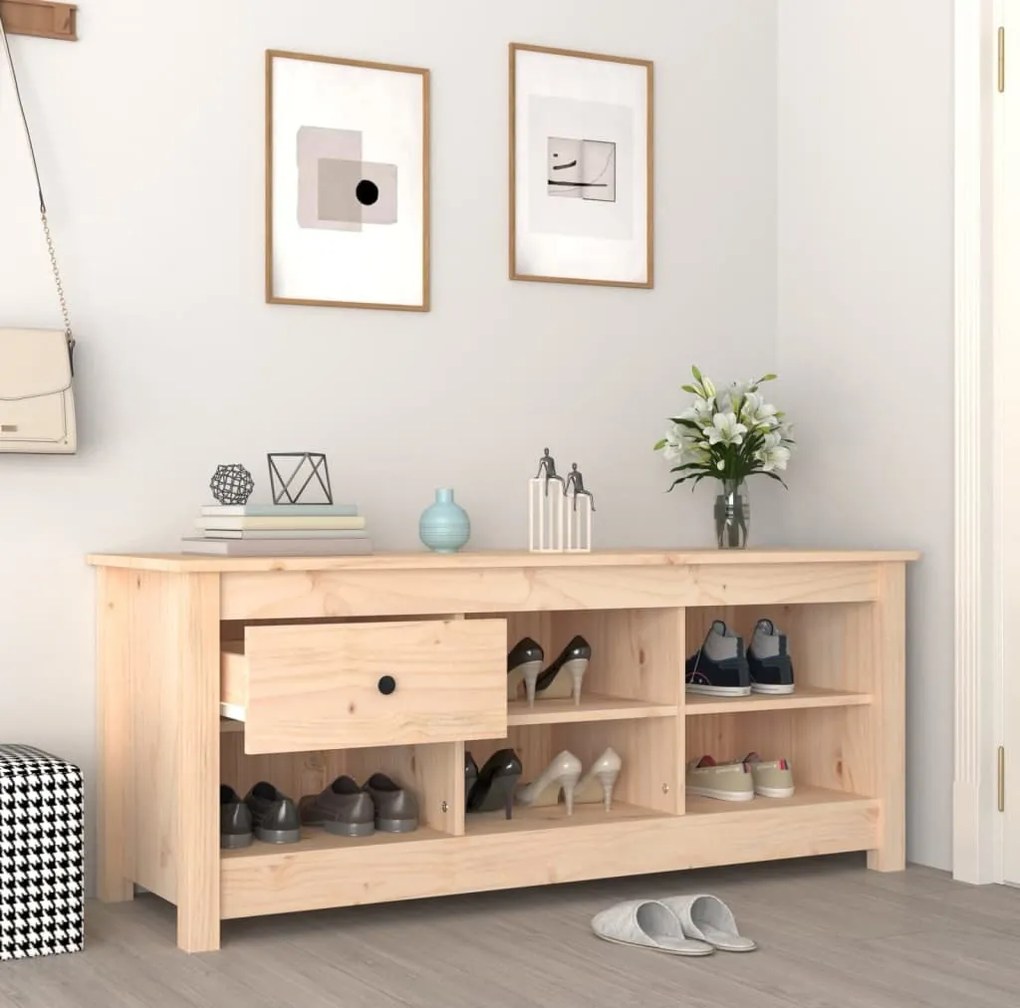 vidaXL Botník 110 x 38 x 45,5 cm masivní borovice [814594] Barva: Šedá