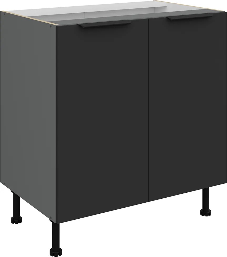 ARIA ab | dolní skříňka 80 D 2F policová | 80 cm | ANTI FINGERPRINT povrch | antracit/černá