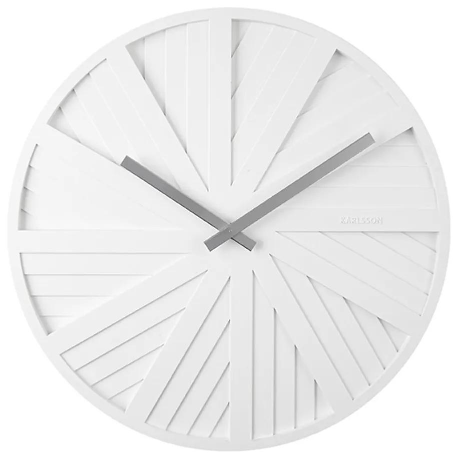 KARLSSON Nástěnné hodiny Slides – bílé 40 × 2,5 cm