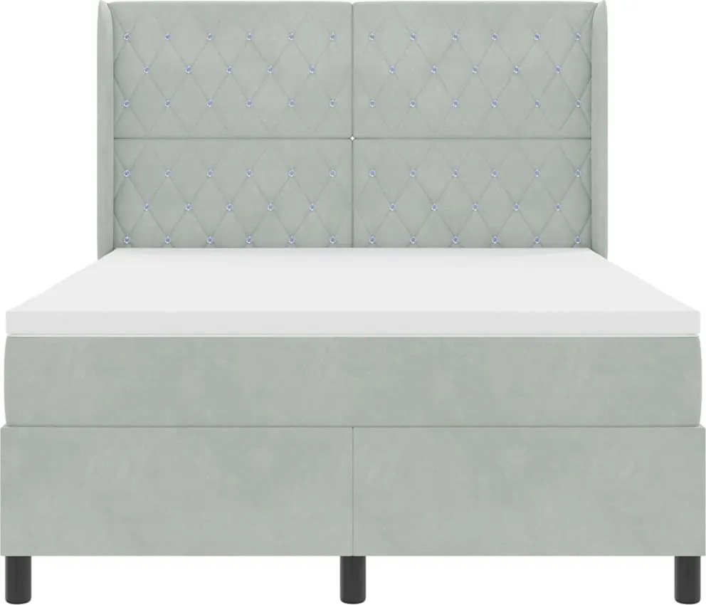Postel s boxspringem s matrací Světle šedá 160 x 200 cm samet 3341960