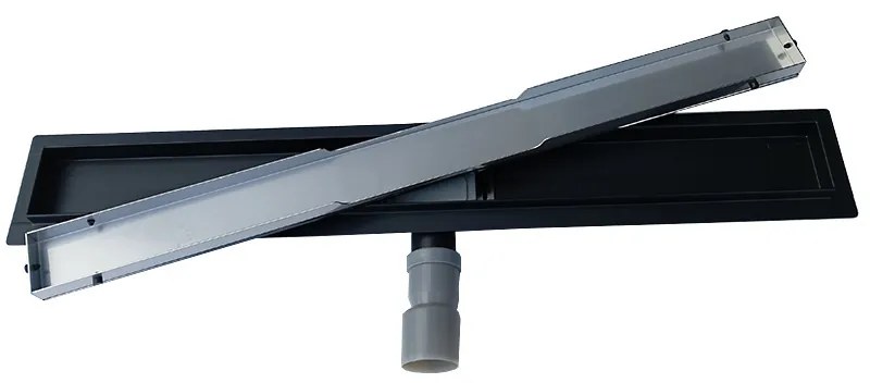BPS-koupelny Sprchový odtokový žlab 2in1 DL01 GLASS HYD-2662 90 cm, černý