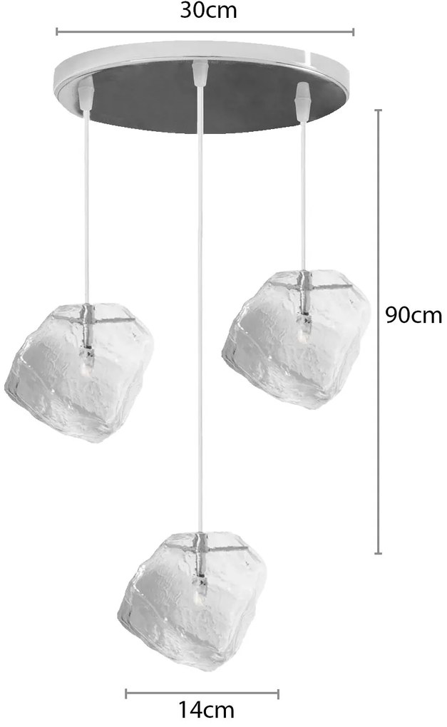 Stropní svítidlo 3 ICE - kov/sklo - čiré