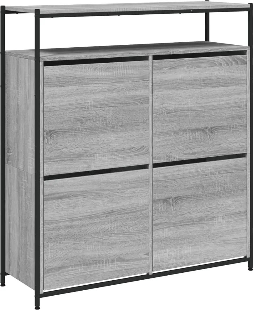 Botník se 4 výklopnými zásuvkami šedý sonoma 100 x 34 x 112 cm 3214416