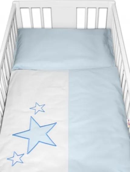 Baby Nellys Povlečení do postýlky Baby Stars - modré, vel. 135x100 cm 135x100