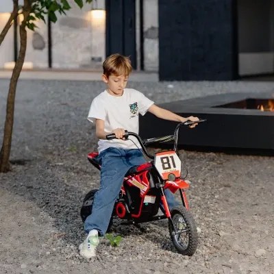 AIYAPLAY dětská elektrická motorka 24V s motorem 250W rychlost 6-16 km/h kola Ø30,48 cm pro děti 8-12 let červená