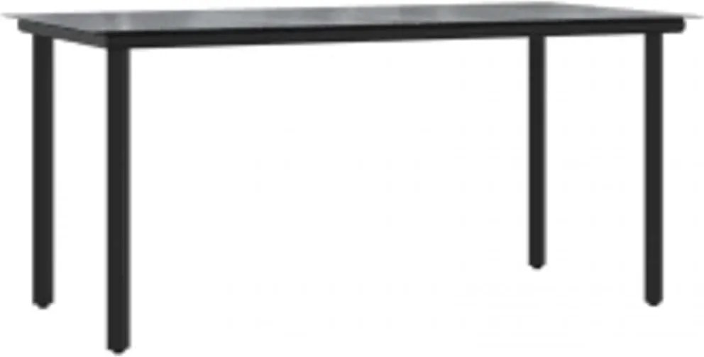 5dílný zahradní jídelní set černý polyratan sklo 3334586