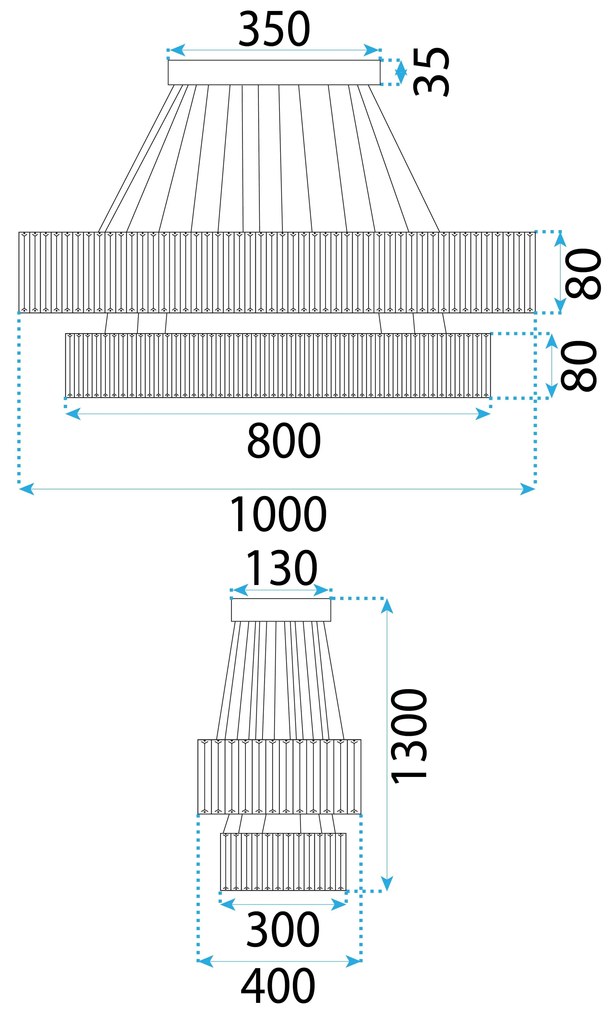 Toolight Závěsné designové osvětlení CRYSTAL LED + dálkové ovládání APP1546-CP2 Chrome