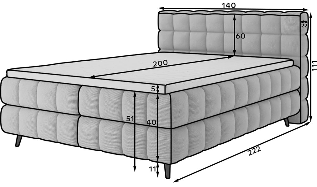 Eltap Čalouněná postel Sabeno s úložným prostorem Materiál a barva potahu: Calmora 04 - světle šedá, Rozměr: 140x200