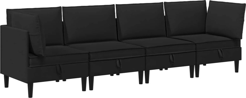 Sada nábytku do obývacího pokoje 4 ks Černá Textil 3413809