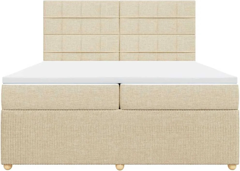 Box spring postel s matrací krémová 200x200 cm textil 3294468