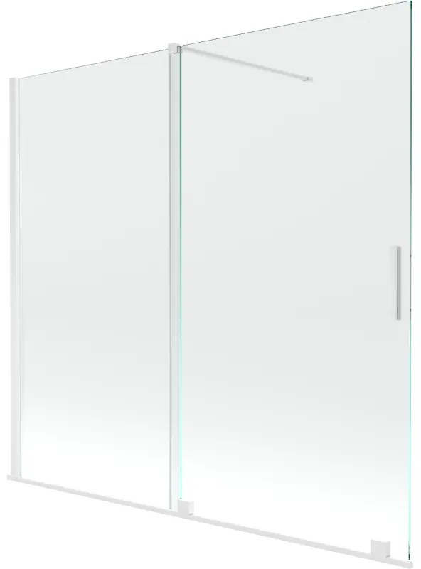 Mexen Velar, 2-křídlová posuvná vanová zástěna 170 x 150 cm, 8mm čiré sklo, bílý profil, 896-170-000-01-20