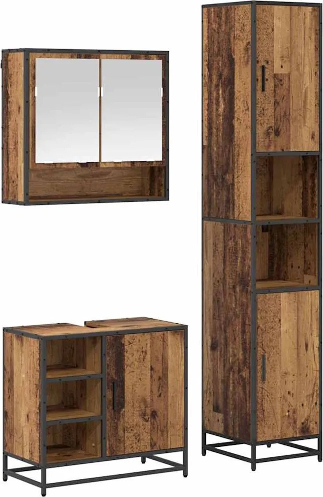 Sada koupelnového nábytku 3 ks Staré dřevo 35 x 37,5 x 188,5 cm 3402438
