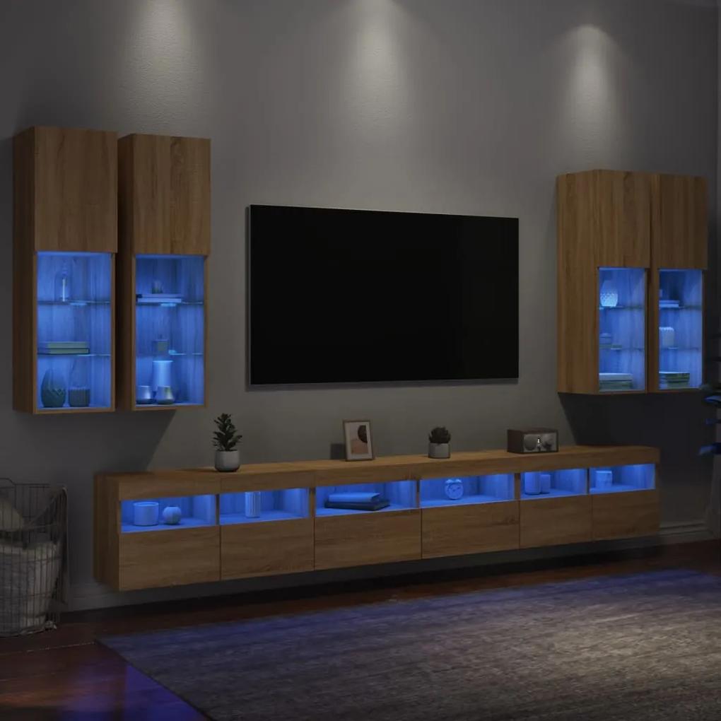 7dílná obývací stěna s LED osvětlením dub sonoma - Default Title