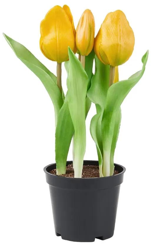 Butlers FLORISTA Tulipány "Real Touch" v květináči - žlutá