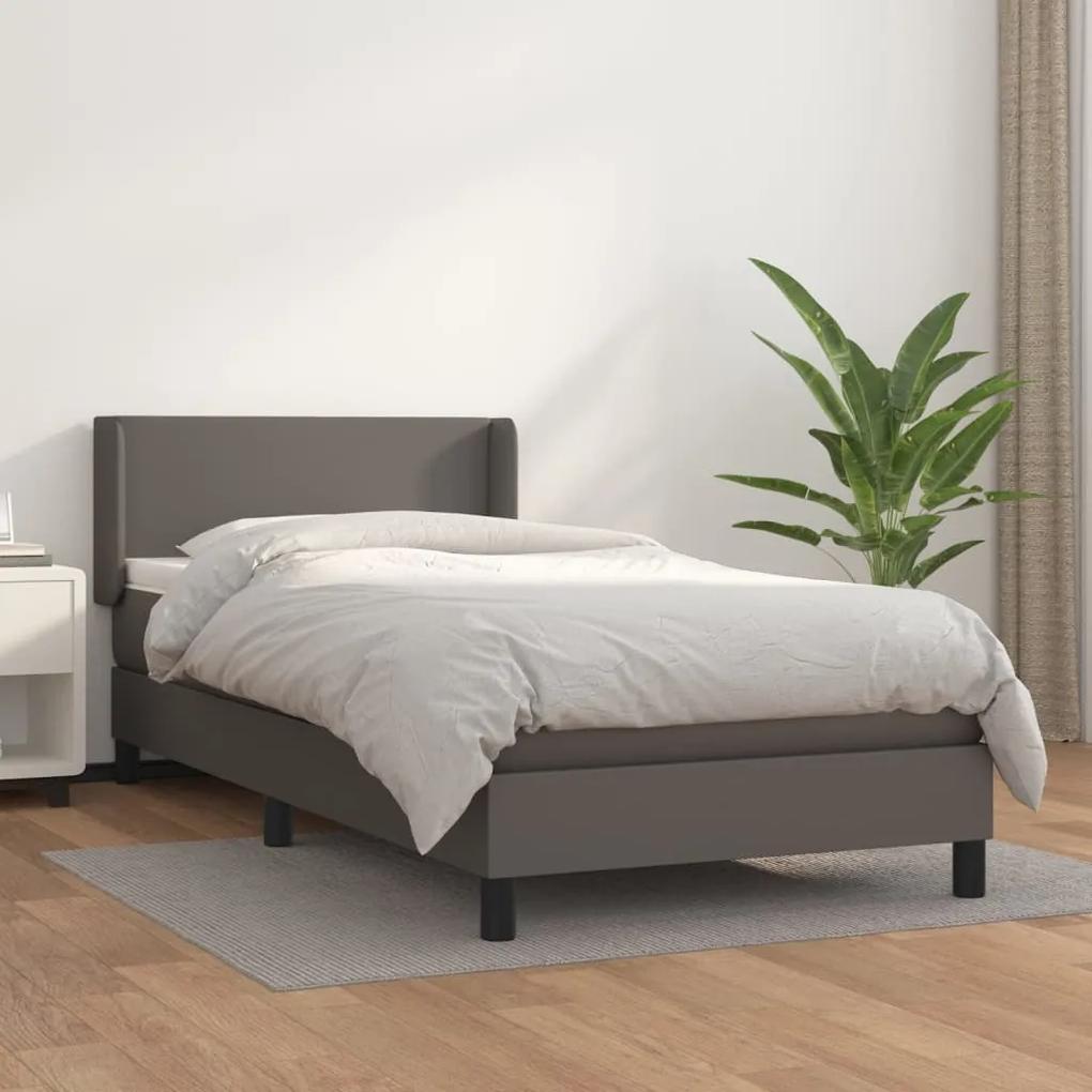 Box spring postel s matrací šedá 90x190 cm umělá kůže,  3130635