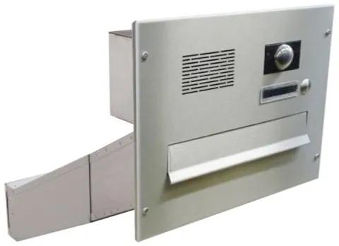 DOLS D-042-ABB - nerezová poštovní schránka k zazdění, s videohovorovým modulem ABB, jmenovkou a zvonkovým tlačítkem