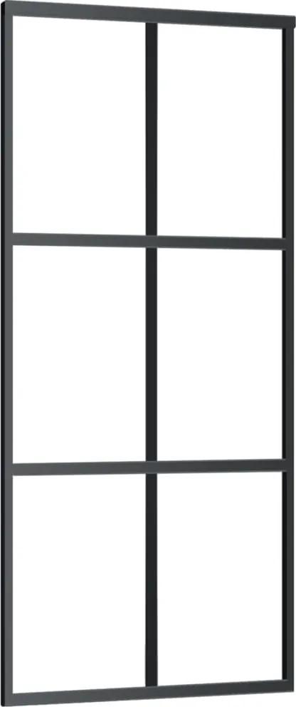 vidaXL Posuvné dveře s kováním ESG sklo a hliník 90 x 205 cm [3081947]