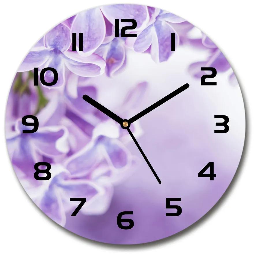 Wallmuralia Skleněné hodiny kulaté Květiny bzu fi 30 cm