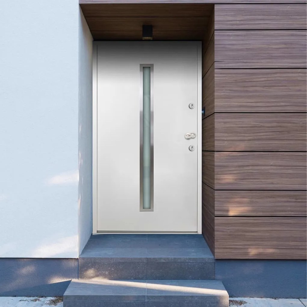 3059685 vidaXL Hliníkové vchodové dveře bílé 110 x 207,5 cm